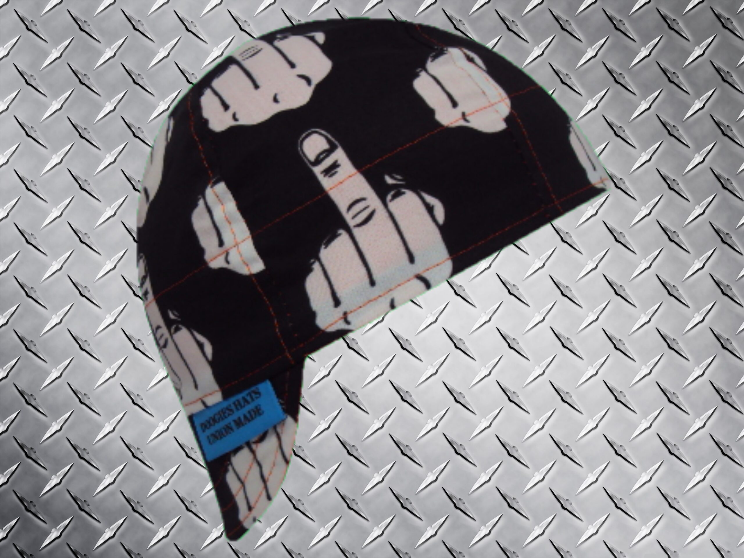Black And White Middle Finger Welding Cap